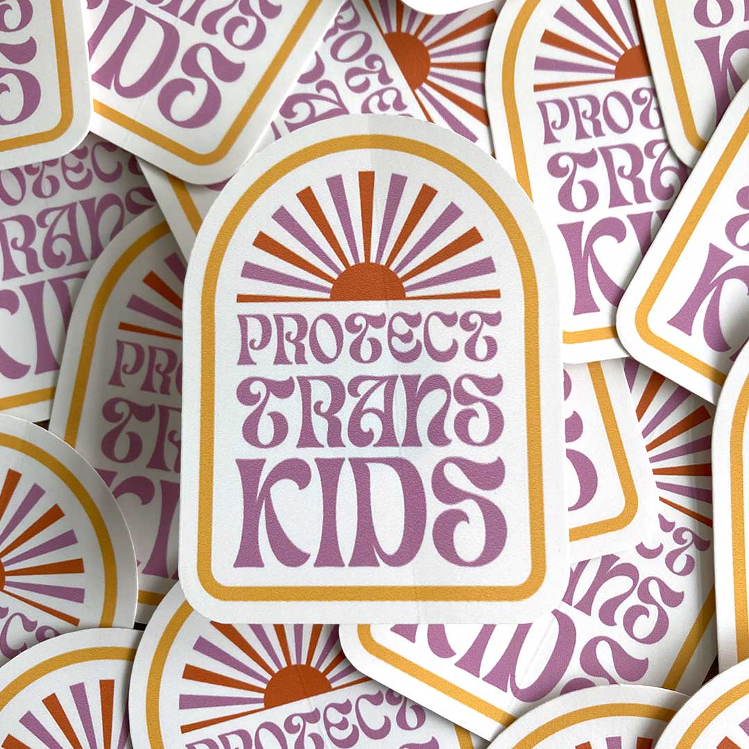 Protect Trans Kids Sticker | Retro Trans Pride Sticker – Rainbow & Co