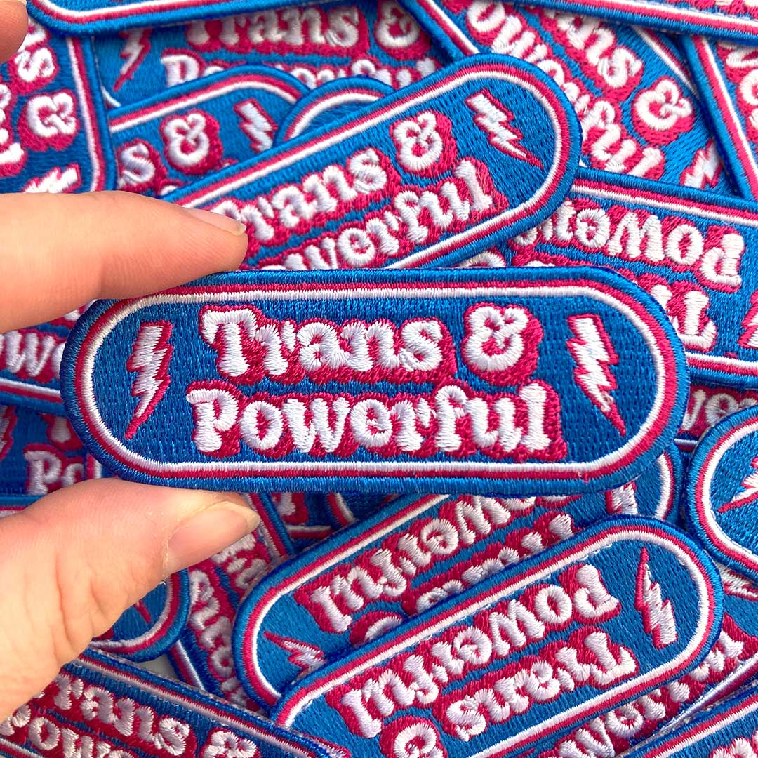 Trans & Powerful Iron On Patch | Trans Pride Patches – Rainbow & Co