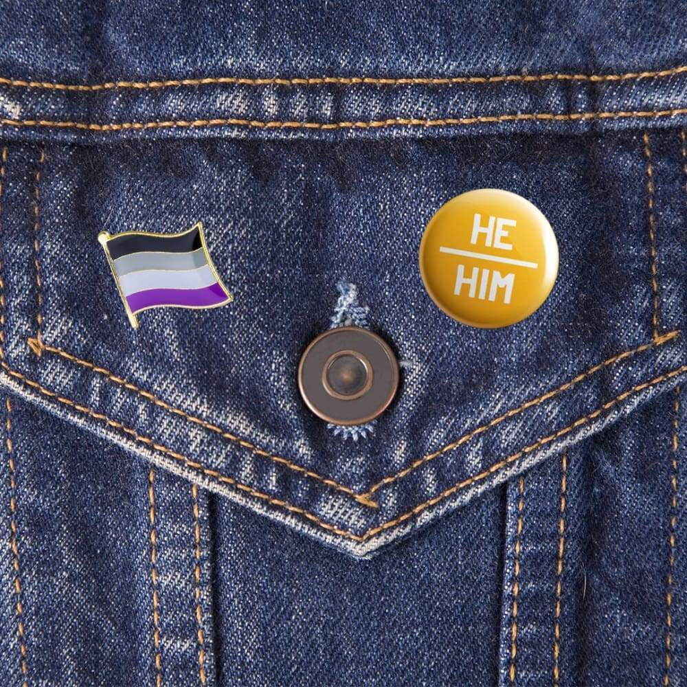 He Him Badge | Pronoun Badges | Rainbow & Co