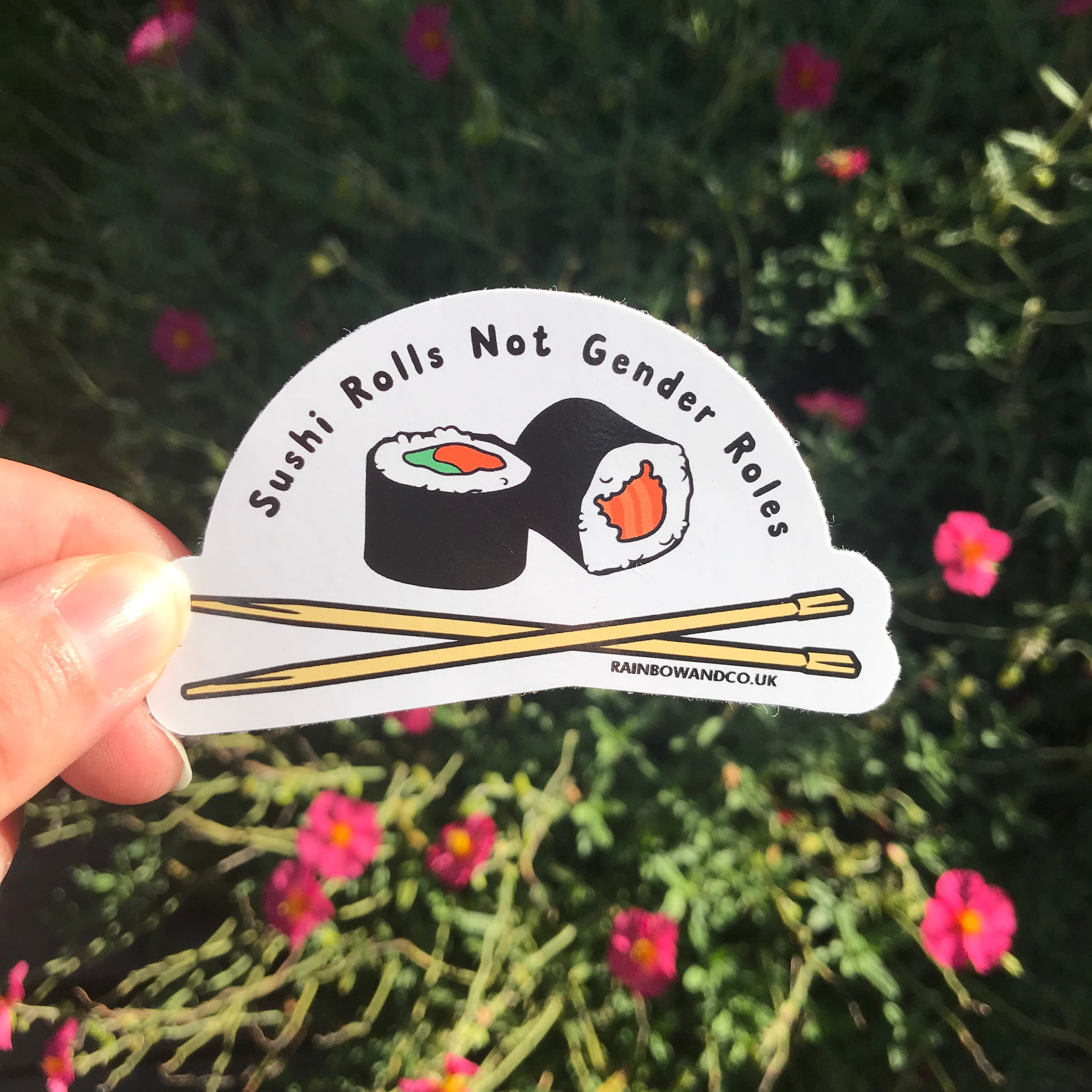Sushi Rolls Not Gender Roles Vinyl Sticker | Rainbow & Co