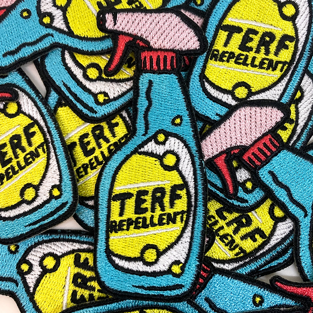 TERF Repellent Iron On Patch | Queer Pride Patches | Rainbow & Co
